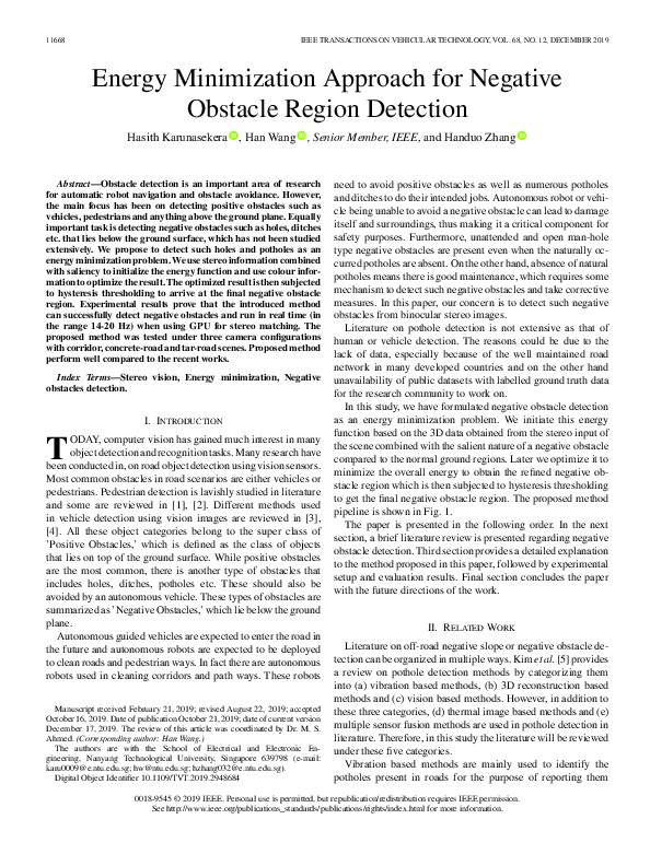 (PDF) Energy Minimization Approach for Negative Obstacle Region Detection