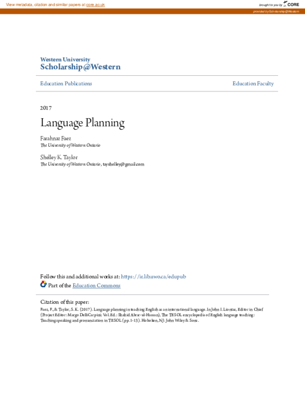 (PDF) Language Planning
