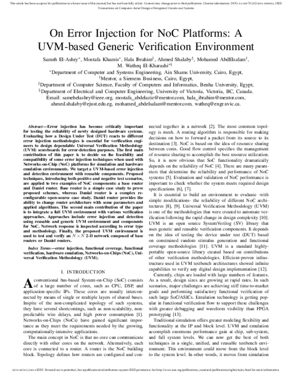 (PDF) On Error Injection for NoC Platforms: A UVM-Based Generic ...