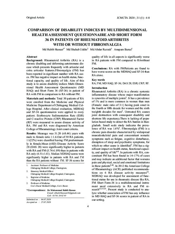 (PDF) Comparison of Disability Indices by Multidimensional Health ...