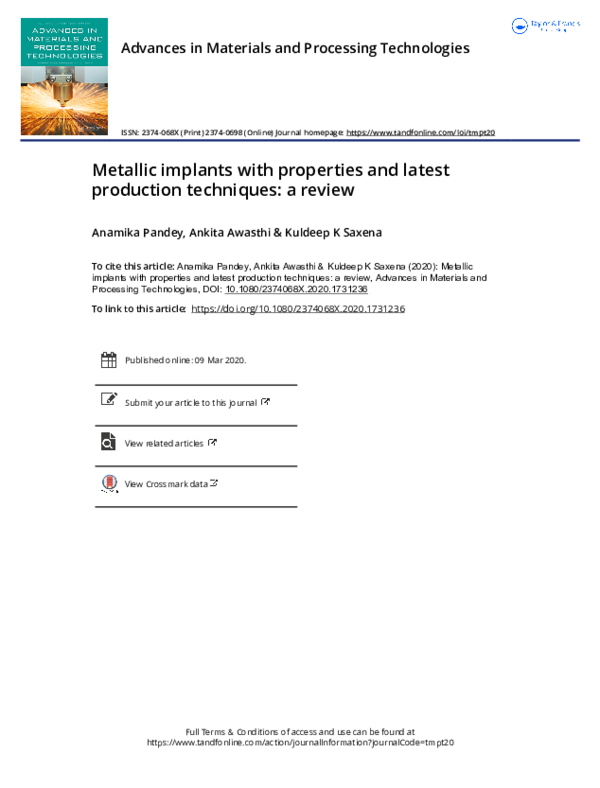 (PDF) Metallic implants with properties and latest production ...
