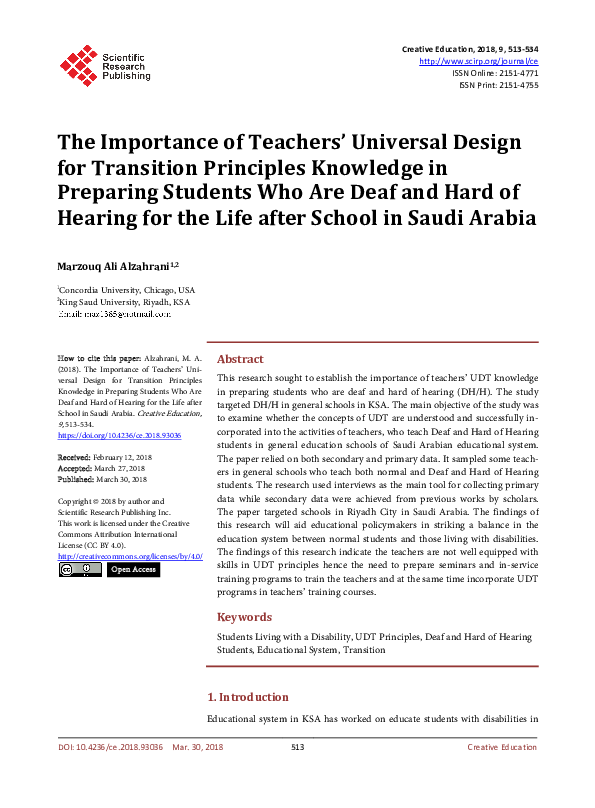 (PDF) The Importance of Teachers’ Universal Design for Transition ...