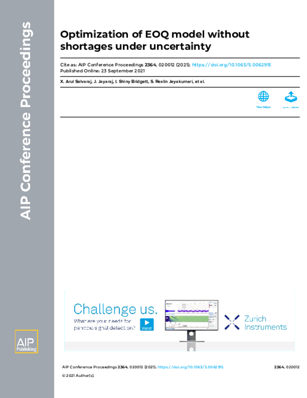 (PDF) Optimization of EOQ model without shortages under uncertainty