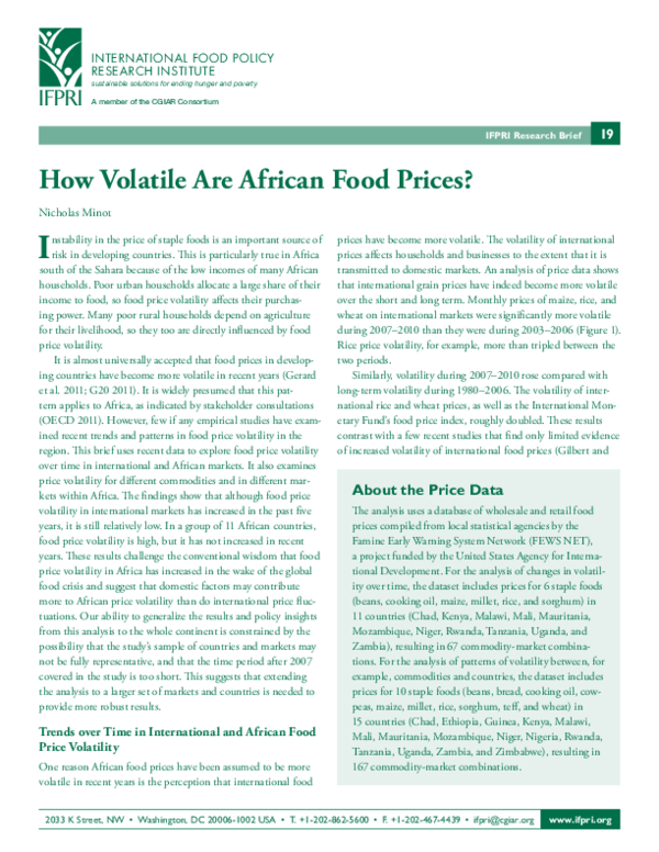 (PDF) How volatile are African food prices