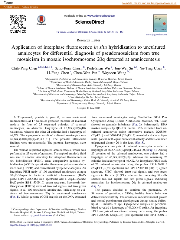 (PDF) Application of interphase fluorescence in situ hybridization to ...