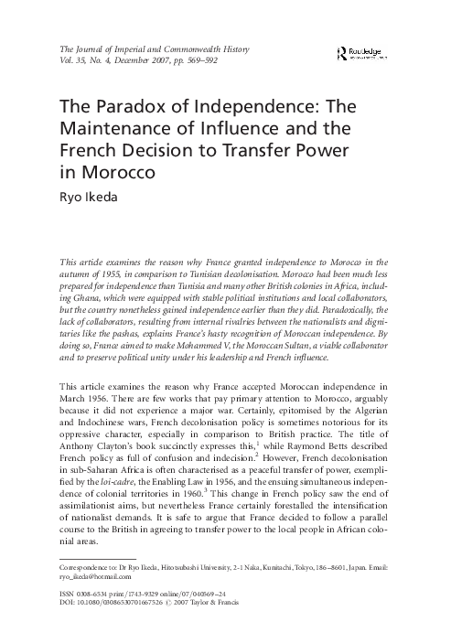 (PDF) The Paradox of Independence: The Maintenance of Influence and the ...