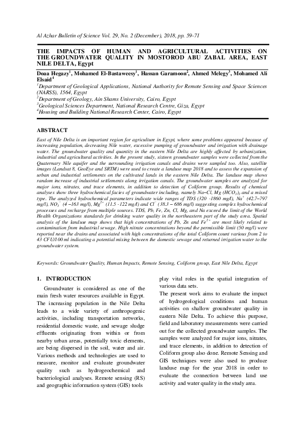 (PDF) THE IMPACTS OF HUMAN AND AGRICULTURAL ACTIVITIES ON THE ...