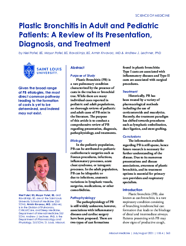 (PDF) Plastic Bronchitis in Adult and Pediatric Patients: A Review of ...
