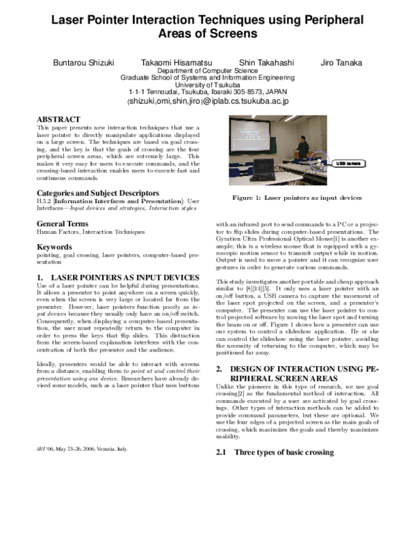 (PDF) Laser pointer interaction techniques using peripheral areas of ...
