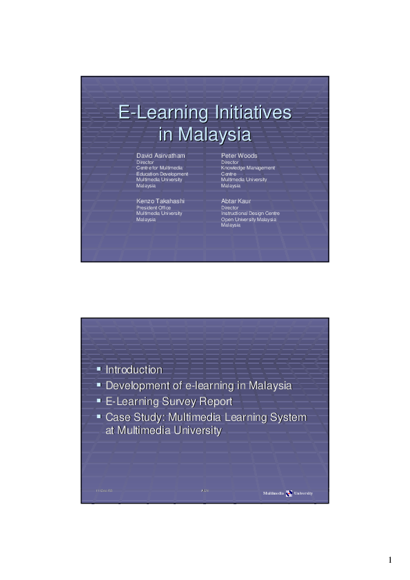(PDF) E-learning initiatives in Malaysia (PowerPoint presentation)