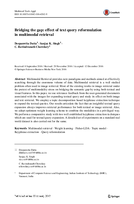 (PDF) Bridging the gap: effect of text query reformulation in multimodal retrieval