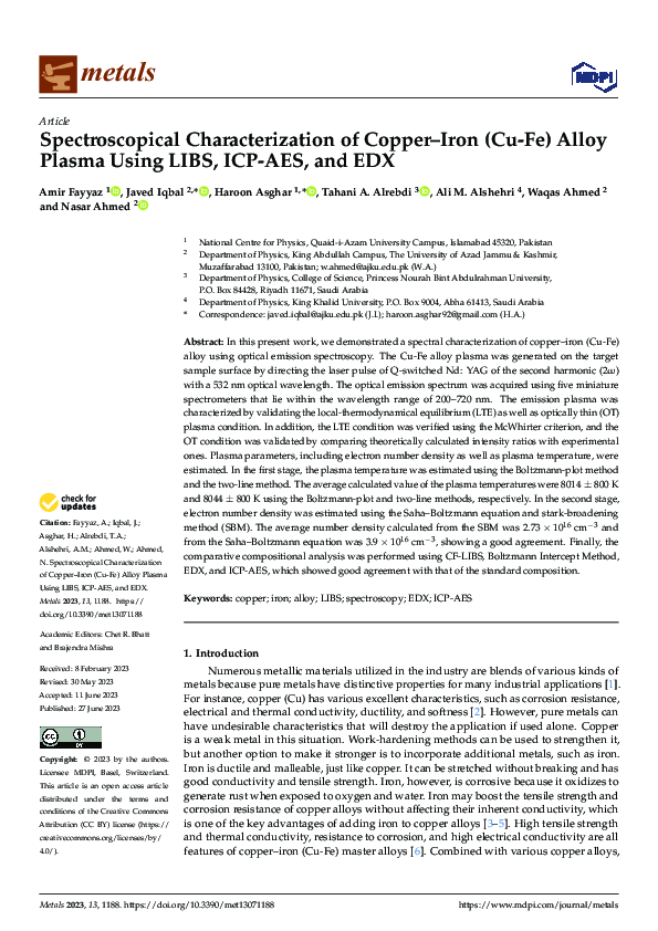 (PDF) Spectroscopical Characterization of Copper–Iron (Cu-Fe) Alloy ...