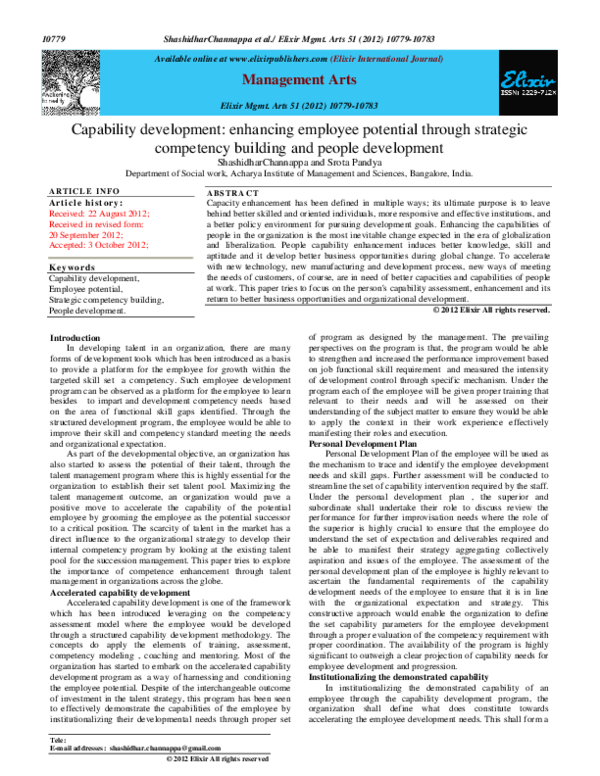 (PDF) Capability development : enhancing employee potential through ...