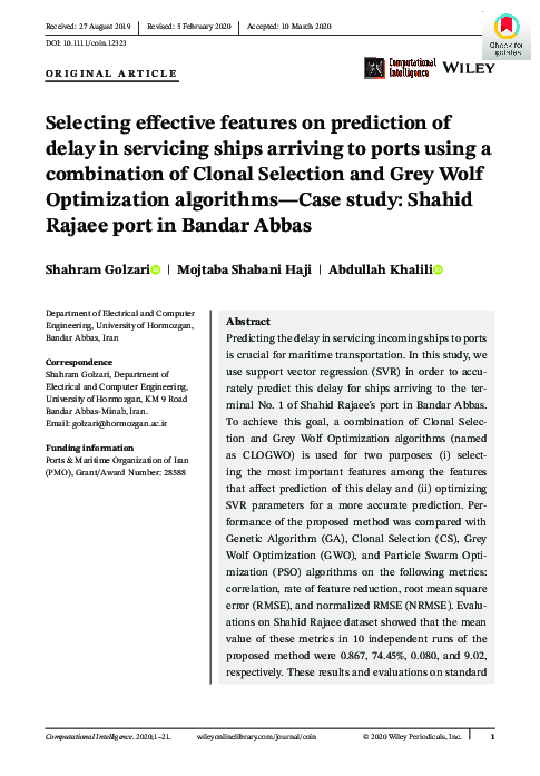(PDF) Selecting effective features on prediction of delay in servicing ships arriving to ports ...