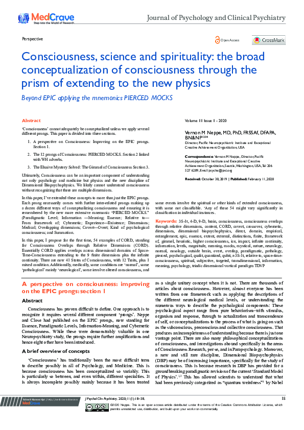 (PDF) Consciousness, science and spirituality: the broad ...