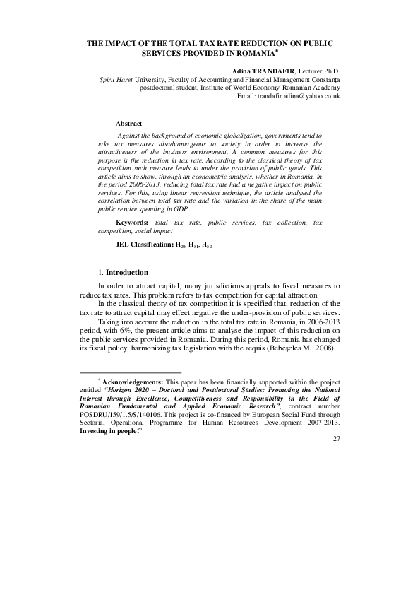 (PDF) The impact of the total tax rate reduction on public services ...