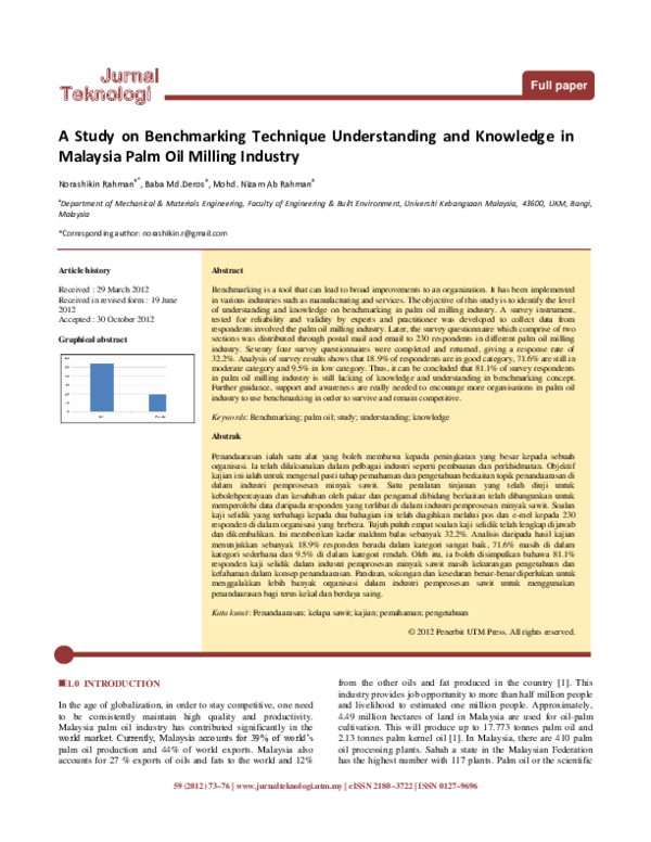 (PDF) A Study on Benchmarking Technique Understanding and Knowledge in ...