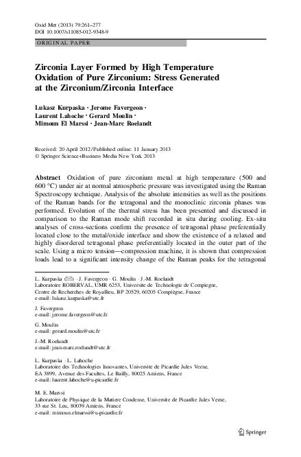 (PDF) Zirconia Layer Formed by High Temperature Oxidation of Pure ...