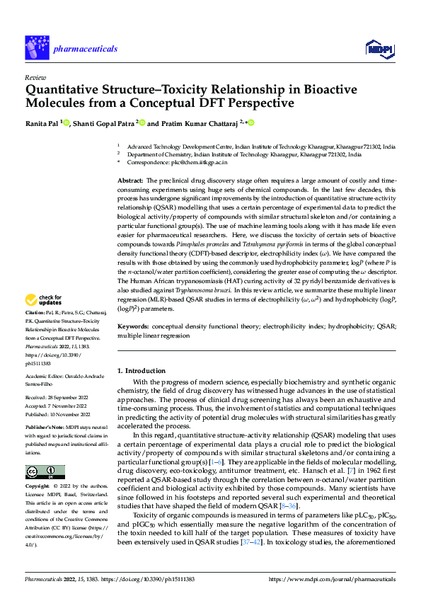 Pdf Quantitative Structure Toxicity Relationship In Bioactive Molecules From A Conceptual Dft