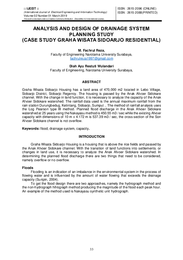 (PDF) Analysis and Design of Drainage System Planning Study (Case Study ...