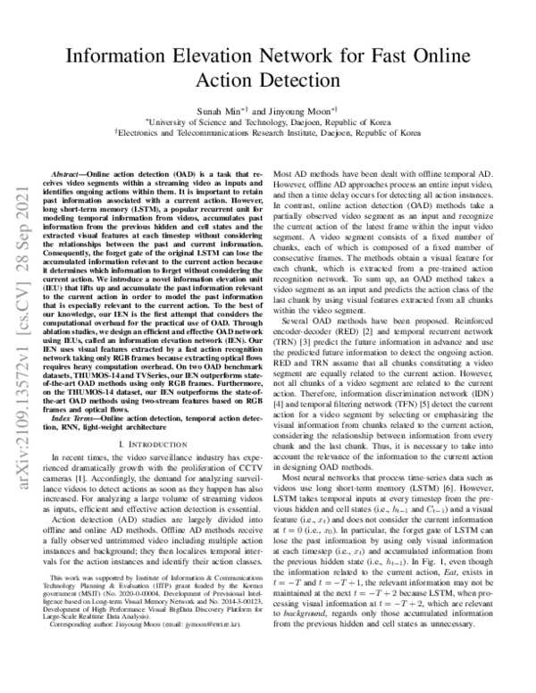 (PDF) Information Elevation Network for Fast Online Action Detection