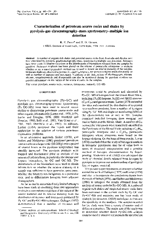 (PDF) Characterization of petroleum source rocks and shales by ...