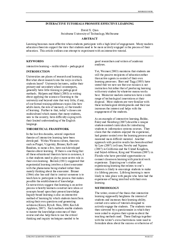 (PDF) Interactive tutorials promote effective learning