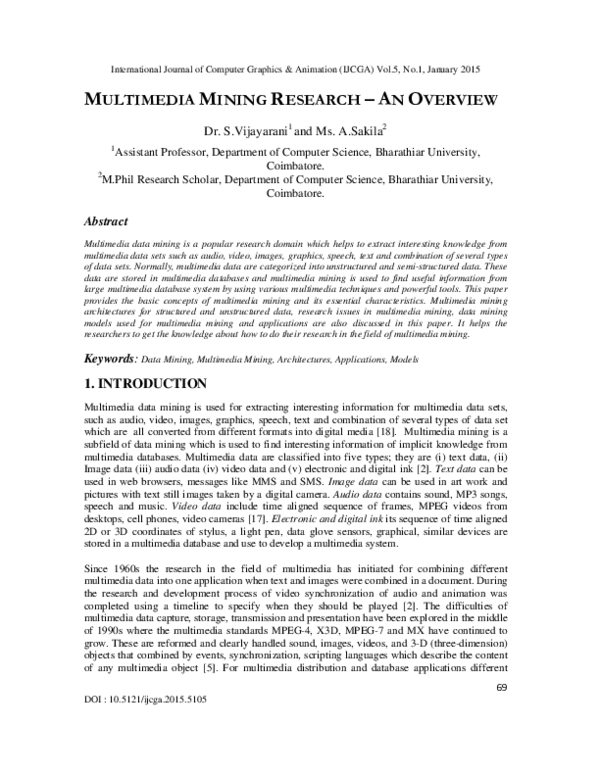 (PDF) Multimedia Mining Research – An Overview