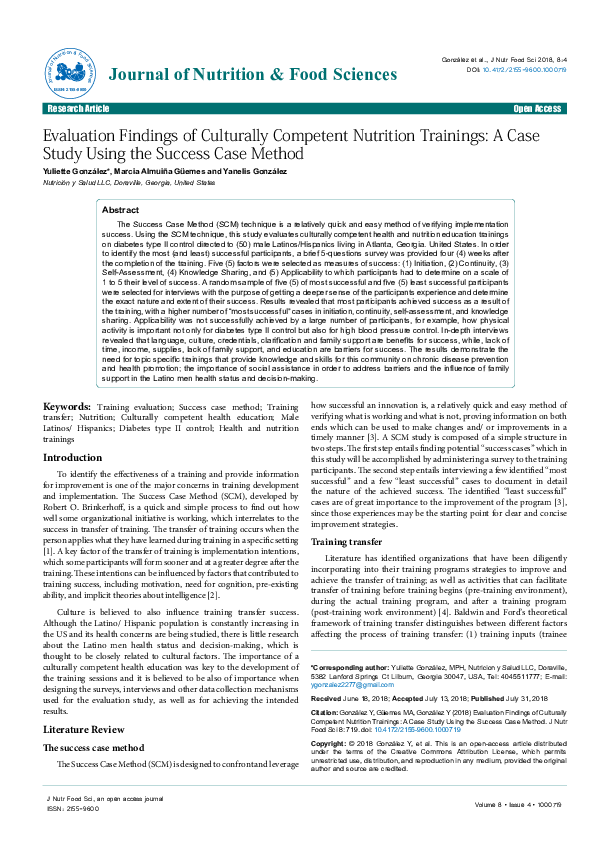 (PDF) Evaluation Findings of Culturally Competent Nutrition Trainings ...