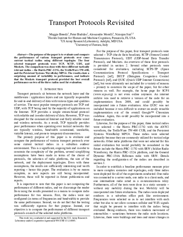 (PDF) Transport protocols revisited