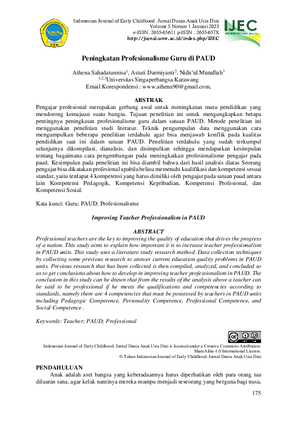 (PDF) Peningkatan Profesionalisme Guru DI Paud
