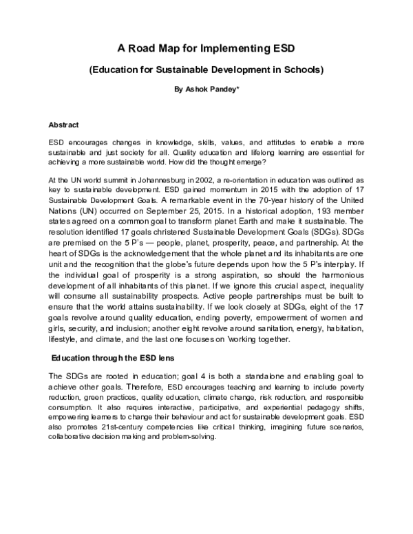 (DOC) A Road Map for Implementing ESD (Education for Sustainable ...