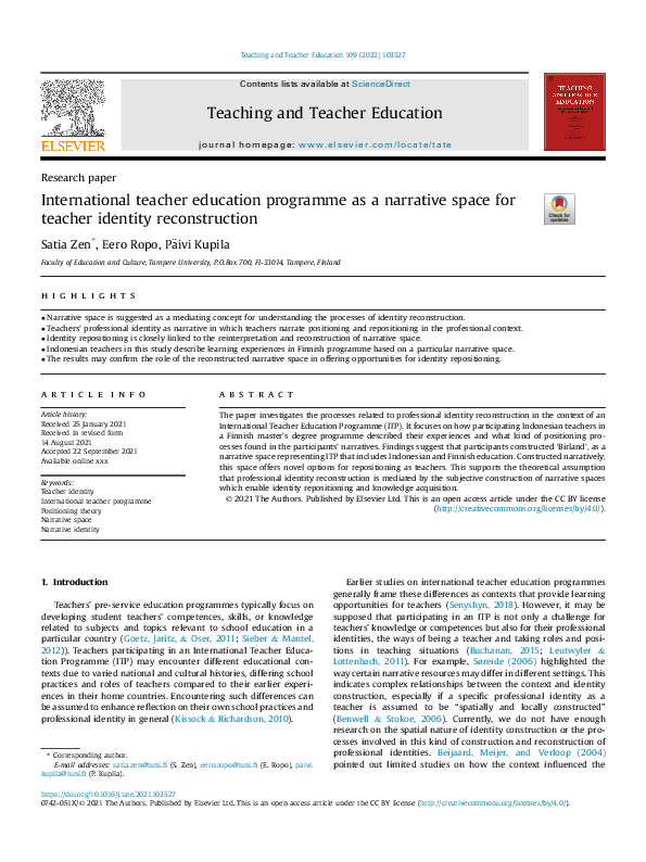 (PDF) International teacher education programme as a narrative space ...