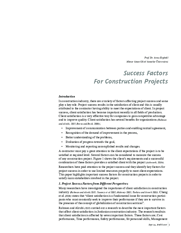 (PDF) Success Factors For Construction Projects