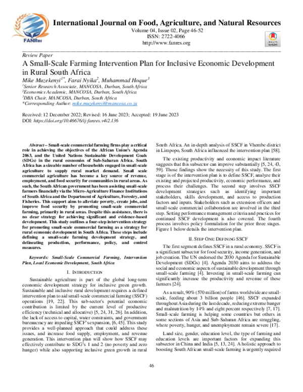 (PDF) A Small-Scale Farming Intervention Plan for Inclusive Economic ...
