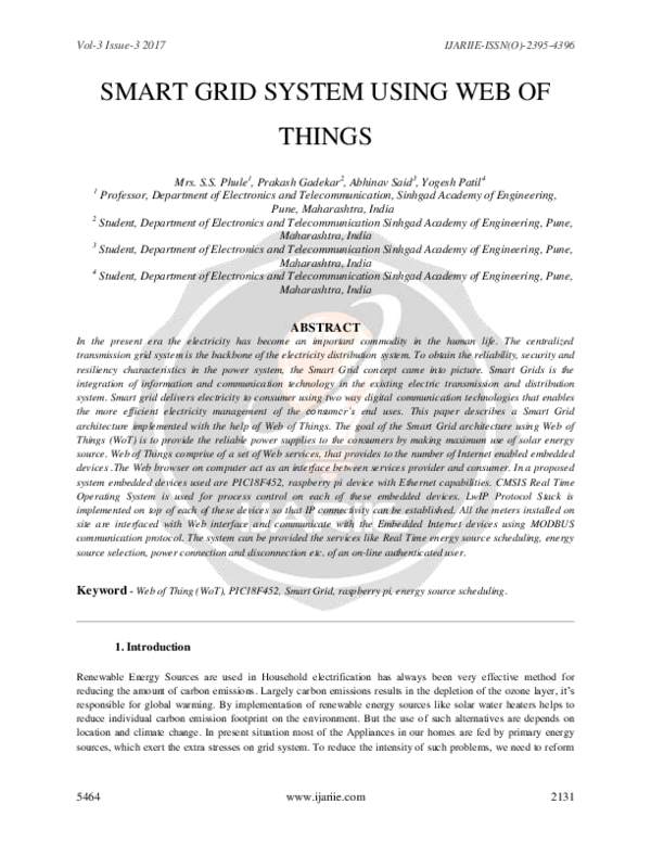 (PDF) Smart Grid System using Web Of Things