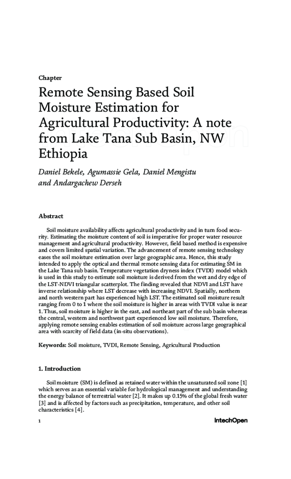 (PDF) Remote Sensing Based Soil Moisture Estimation for Agricultural Productivity: A note from ...