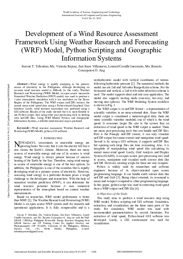 (PDF) Development Of A Wind Resource Assessment Framework Using Weather ...