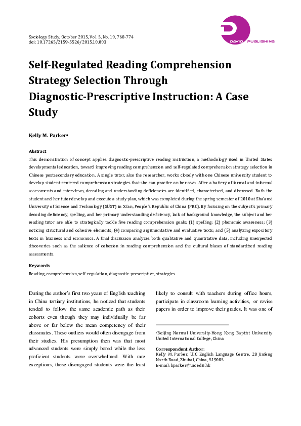 (PDF) Self-Regulated Reading Comprehension Strategy Selection Through ...