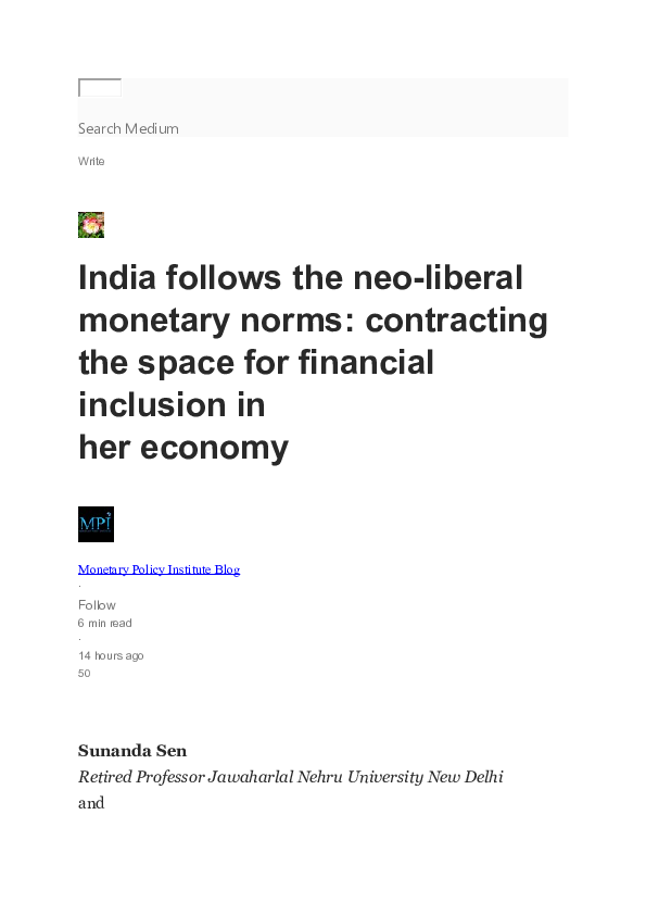 (DOC) MonetarIndia follows the neo-liberal monetary norms: contracting ...