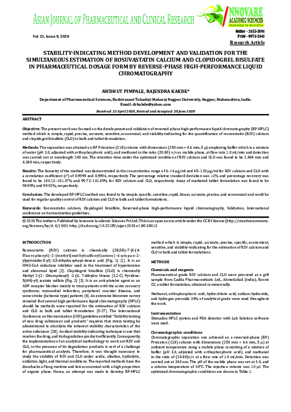 (PDF) STABILITY-INDICATING METHOD DEVELOPMENT AND VALIDATION FOR THE SIMULTANEOUS ESTIMATION OF ...