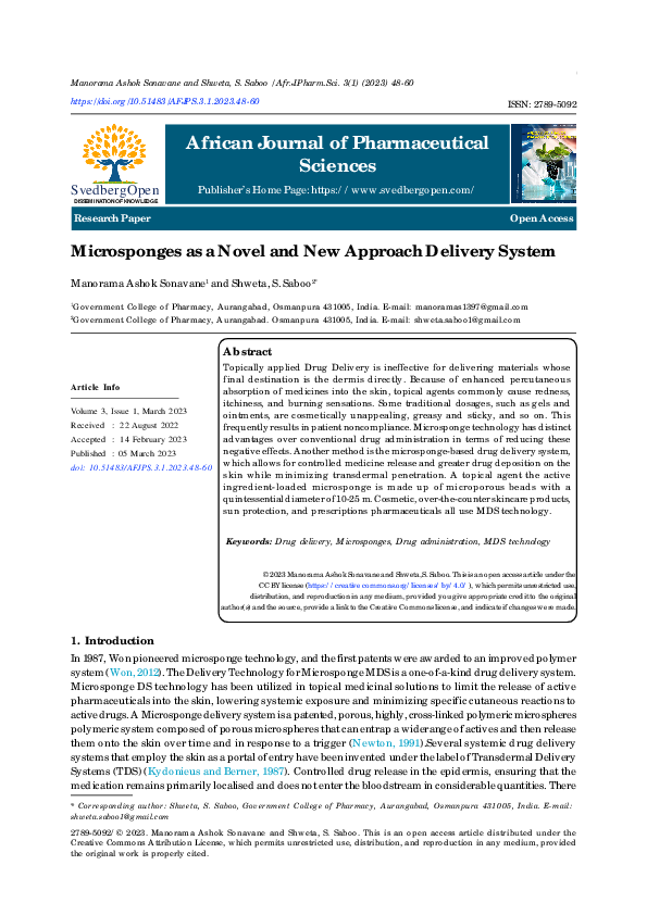 (PDF) Microsponges as a Novel and New Approach Delivery System ...