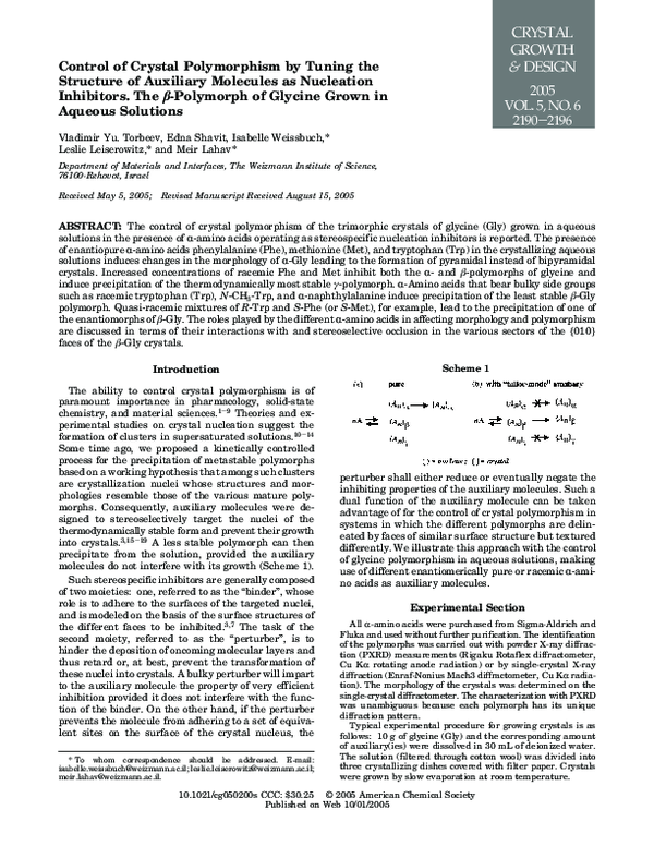 (PDF) Control of Crystal Polymorphism by Tuning the Structure of ...