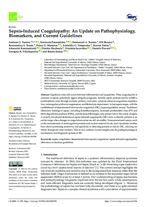 (PDF) Sepsis-Induced Coagulopathy: An Update on Pathophysiology ...
