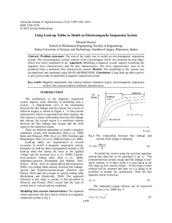 (PDF) Using Look-up Tables to Model an Electromagnetic Suspension System