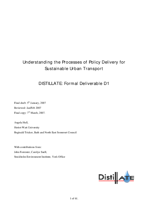 (PDF) Understanding the processes of policy delivery for sustainable ...