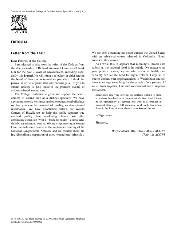 (PDF) Letter from the Chair | Sarah Corrie - Academia.edu