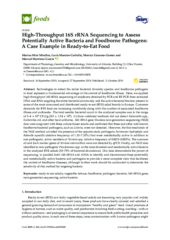 (PDF) High-Throughput 16S rRNA Sequencing to Assess Potentially Active ...