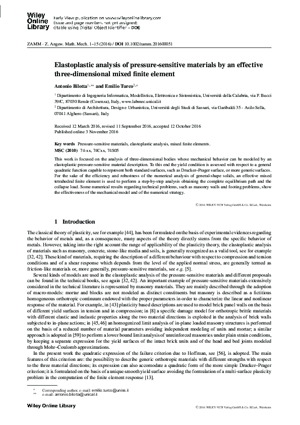 (PDF) Elastoplastic analysis of pressure-sensitive materials by an ...