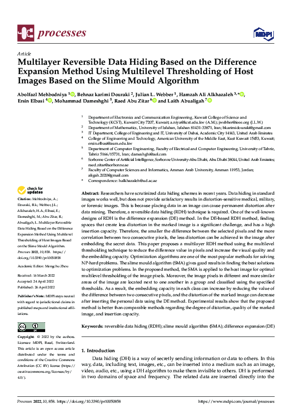 (PDF) Multilayer Reversible Data Hiding Based on the Difference Expansion Method Using ...